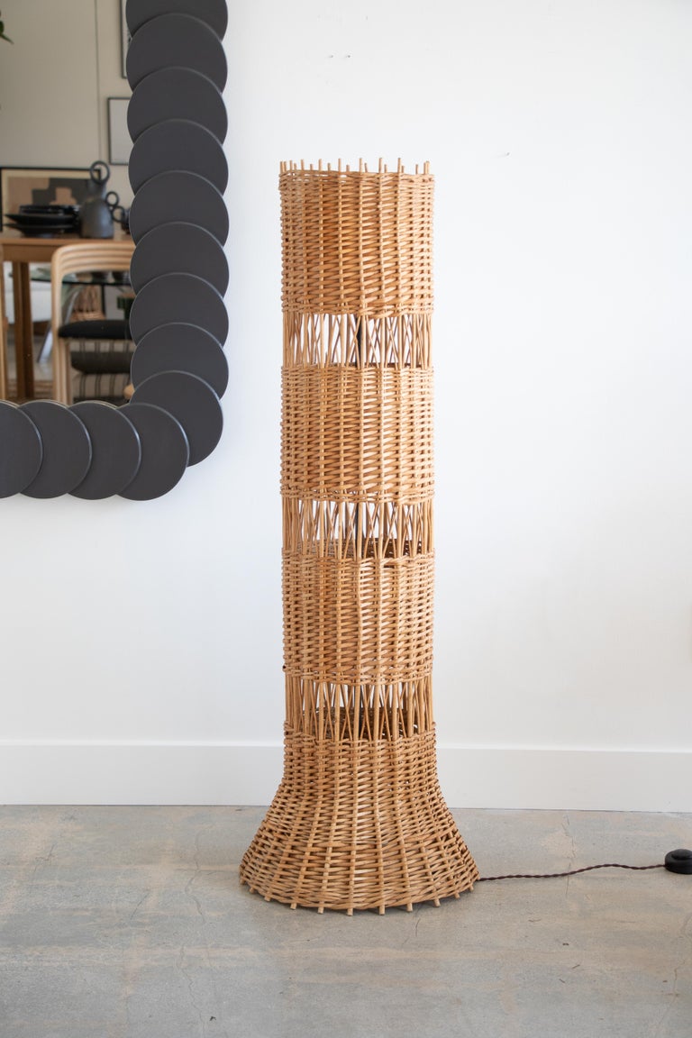 French Wicker Floor Lamp For Sale at 1stDibs