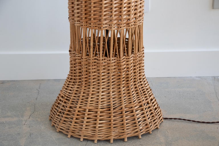 French Wicker Floor Lamp For Sale at 1stDibs