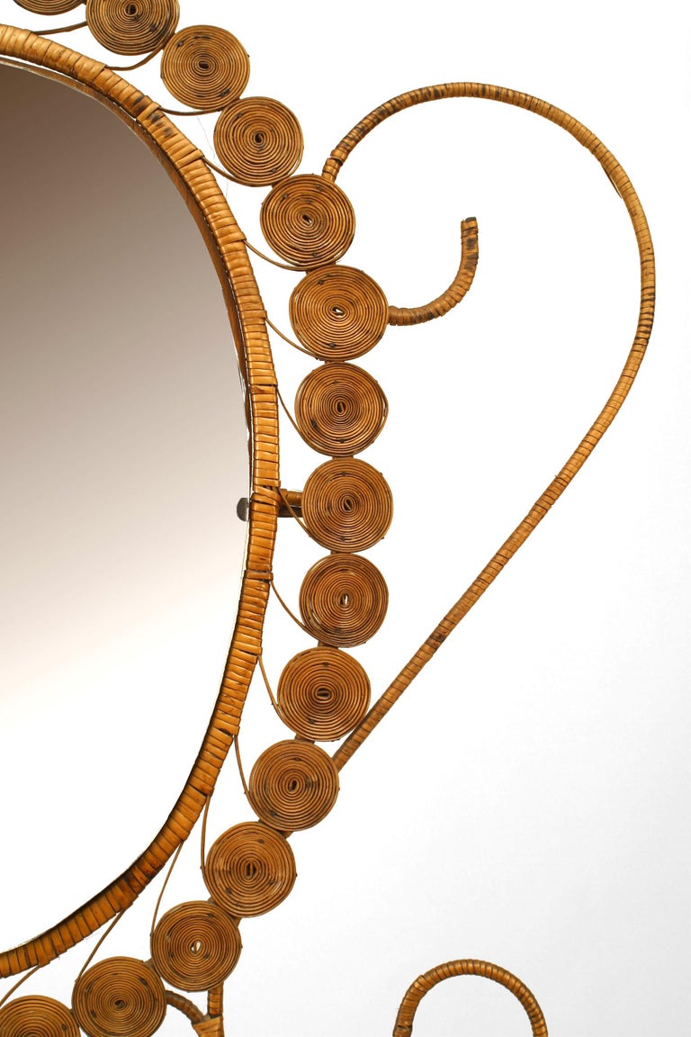 French Wicker Vanity With Dramatic Oval Mirror at 1stDibs | wicker ...