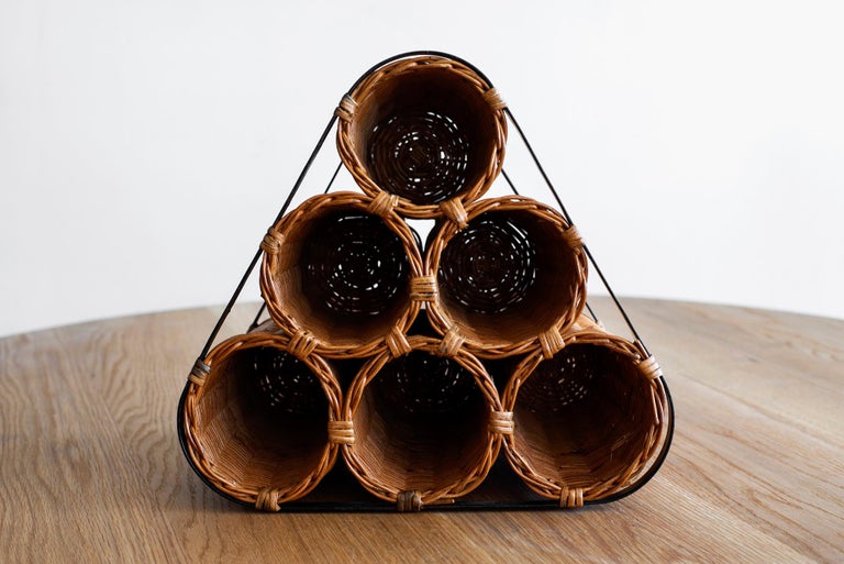 French Wicker Wine Rack at 1stDibs