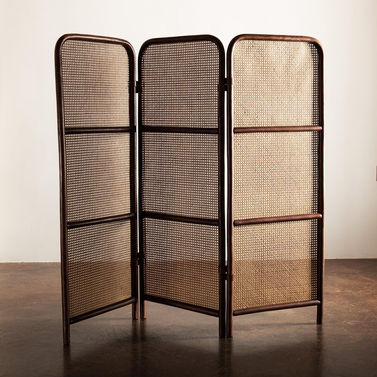 French Wood and Cane Room Divider, 1950s at 1stDibs