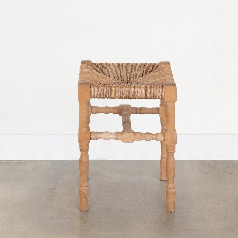 French Wood and Woven Stool at 1stDibs