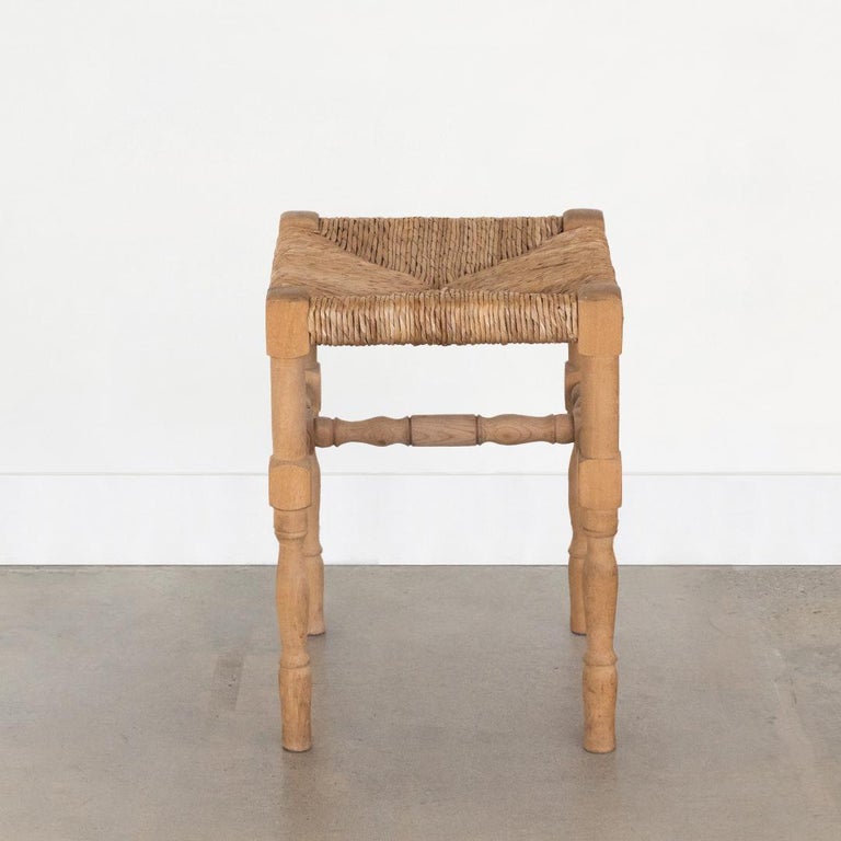 French Wood and Woven Stool at 1stDibs