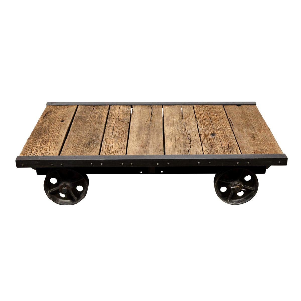 French Wood Coffee Table on Wheels, circa 1890 at 1stDibs