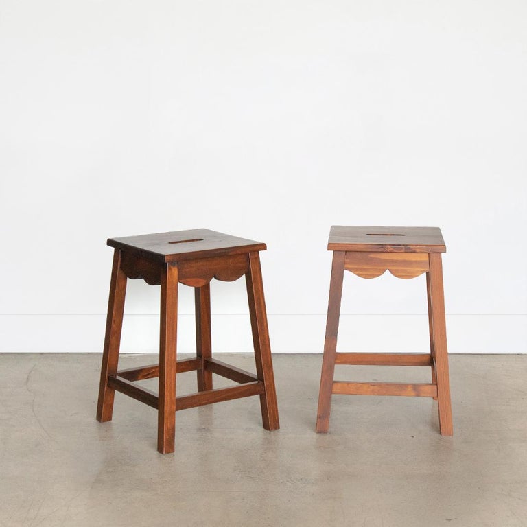 French Wood Scalloped Stool at 1stDibs