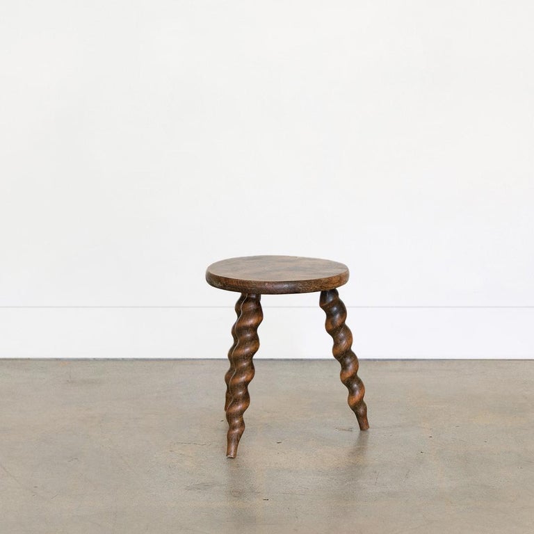 French Wood Stool with Twisted Legs at 1stDibs