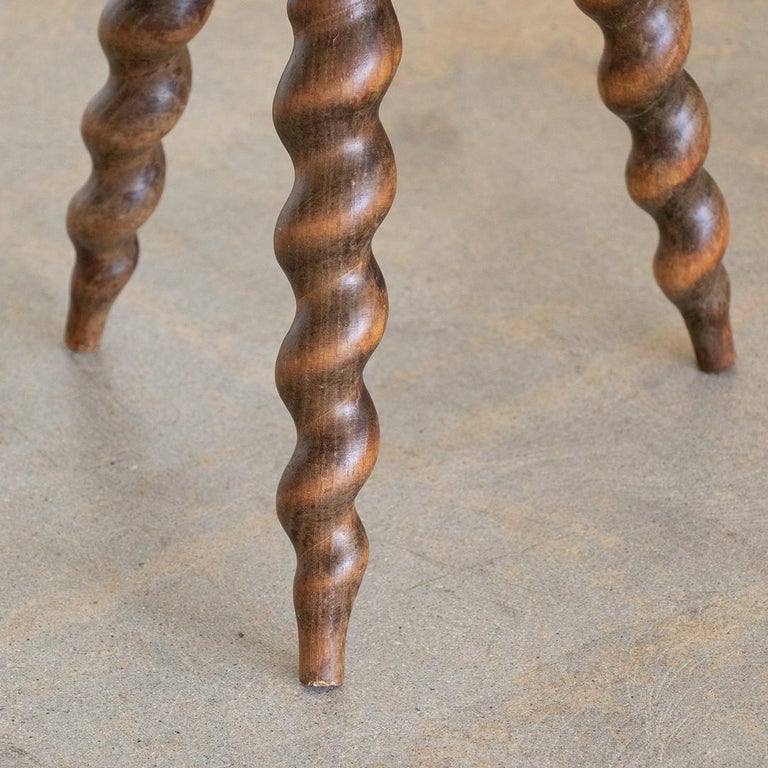 French Wood Stool with Twisted Legs at 1stDibs