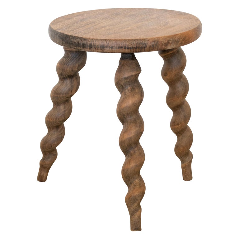 French Wood Twisted Leg Stool at 1stDibs