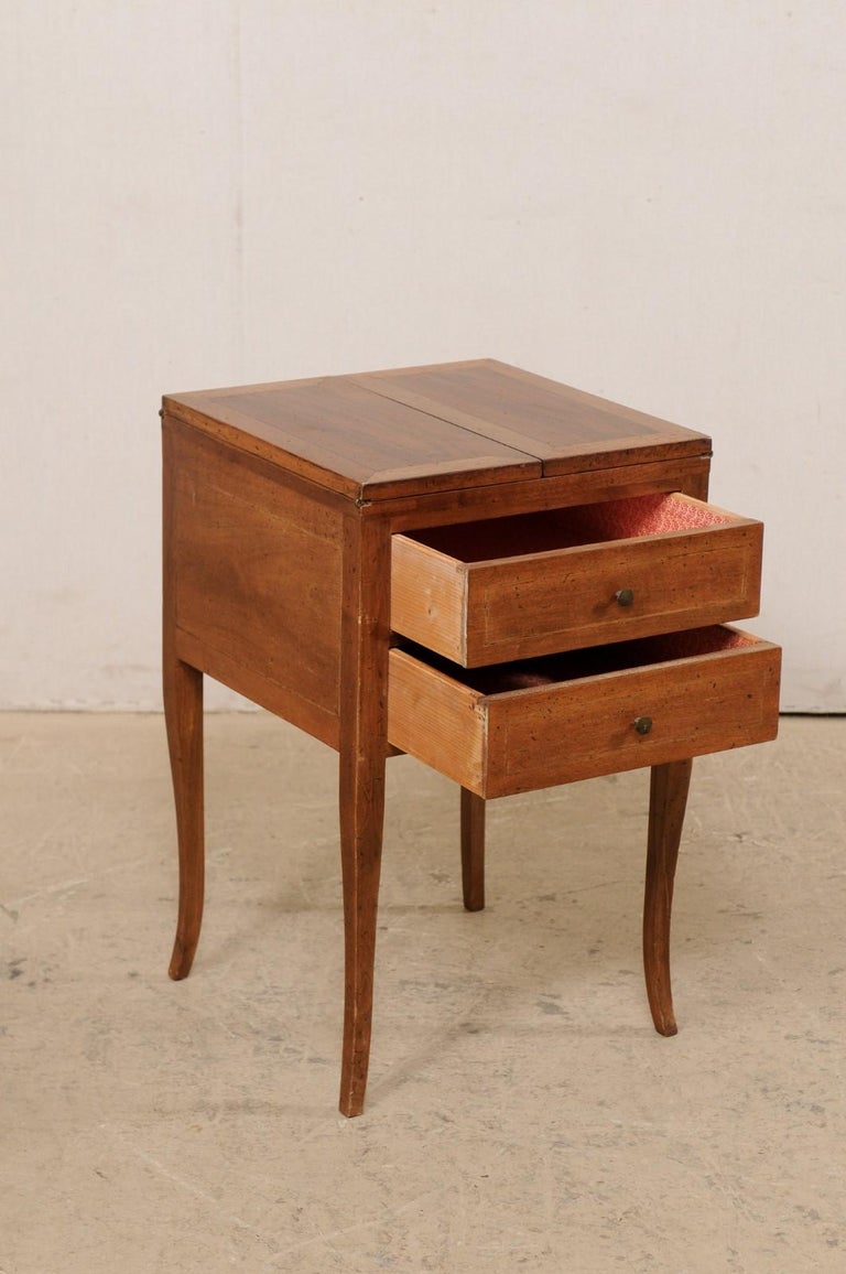 French Wooden 2-Drawer Raised Side Chest w/Expandable Top, Mid 20th ...