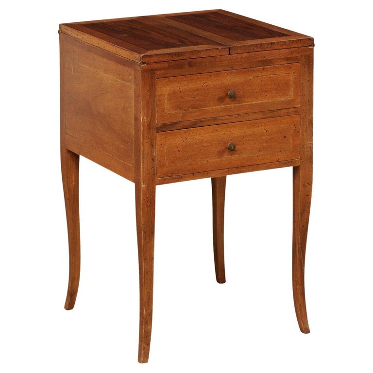 French Wooden 2-Drawer Raised Side Chest w/Expandable Top, Mid 20th ...