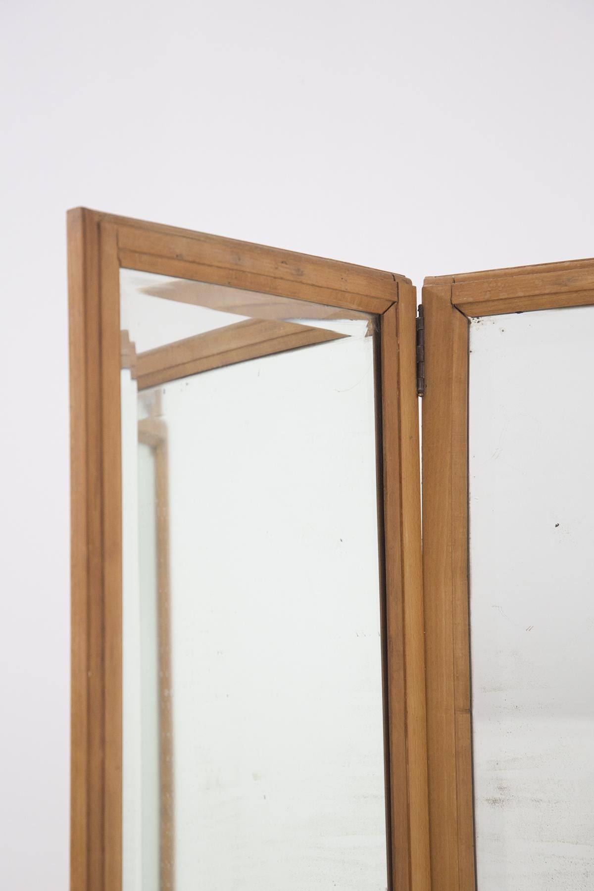 Paolo Buffa Vintage Wooden Separator with Mirror For Sale at 1stDibs