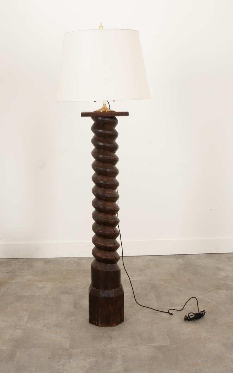 French Wooden Wine Press Floor Lamp For Sale at 1stDibs