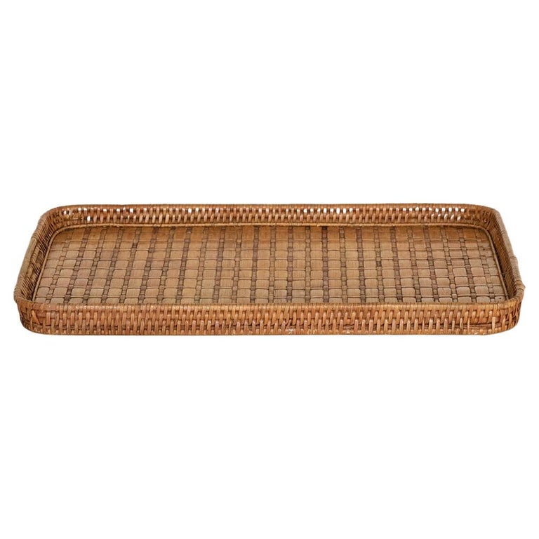 French Woven Wicker Tray at 1stDibs