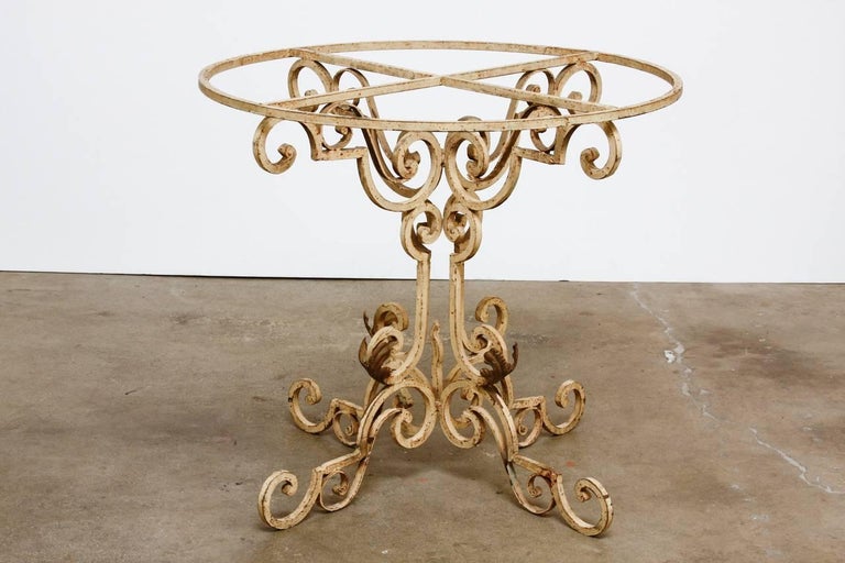 French Wrought Iron and Marble Bistro Table at 1stDibs