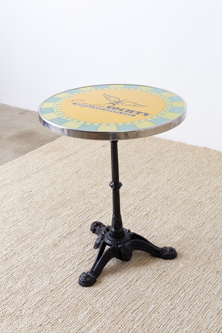 French Wrought Iron Enamel Top Cafe Bistro Table at 1stDibs | enamel ...