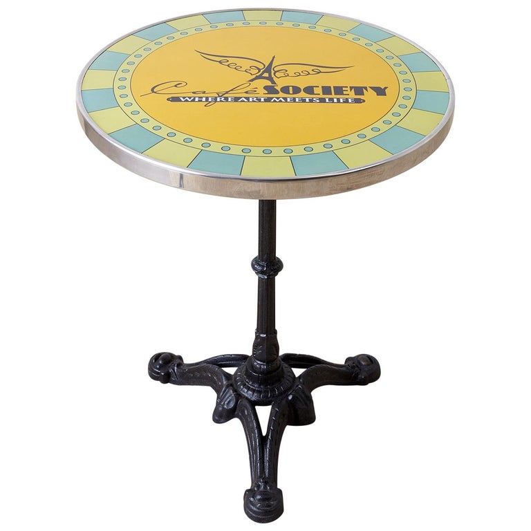 French Wrought Iron Enamel Top Cafe Bistro Table at 1stDibs | enamel ...