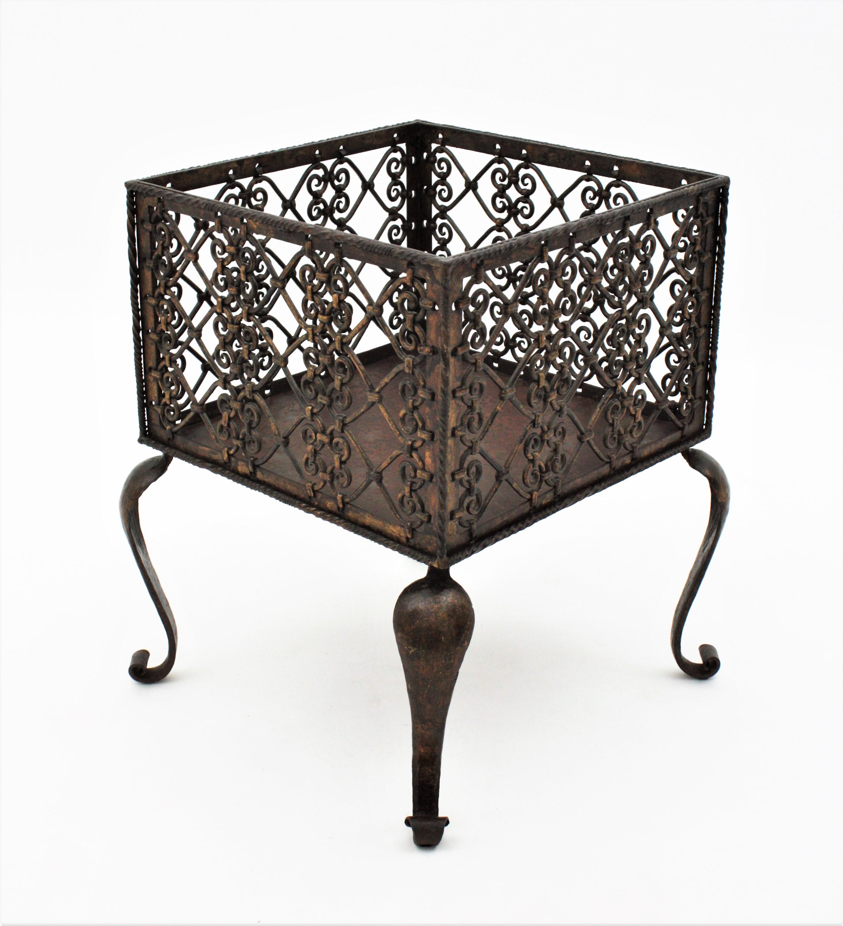 French Scrollwork Drinks Stand or Planter in Wrought Iron For Sale at ...