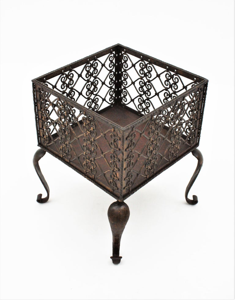 French Scrollwork Drinks Stand or Planter in Wrought Iron For Sale at ...