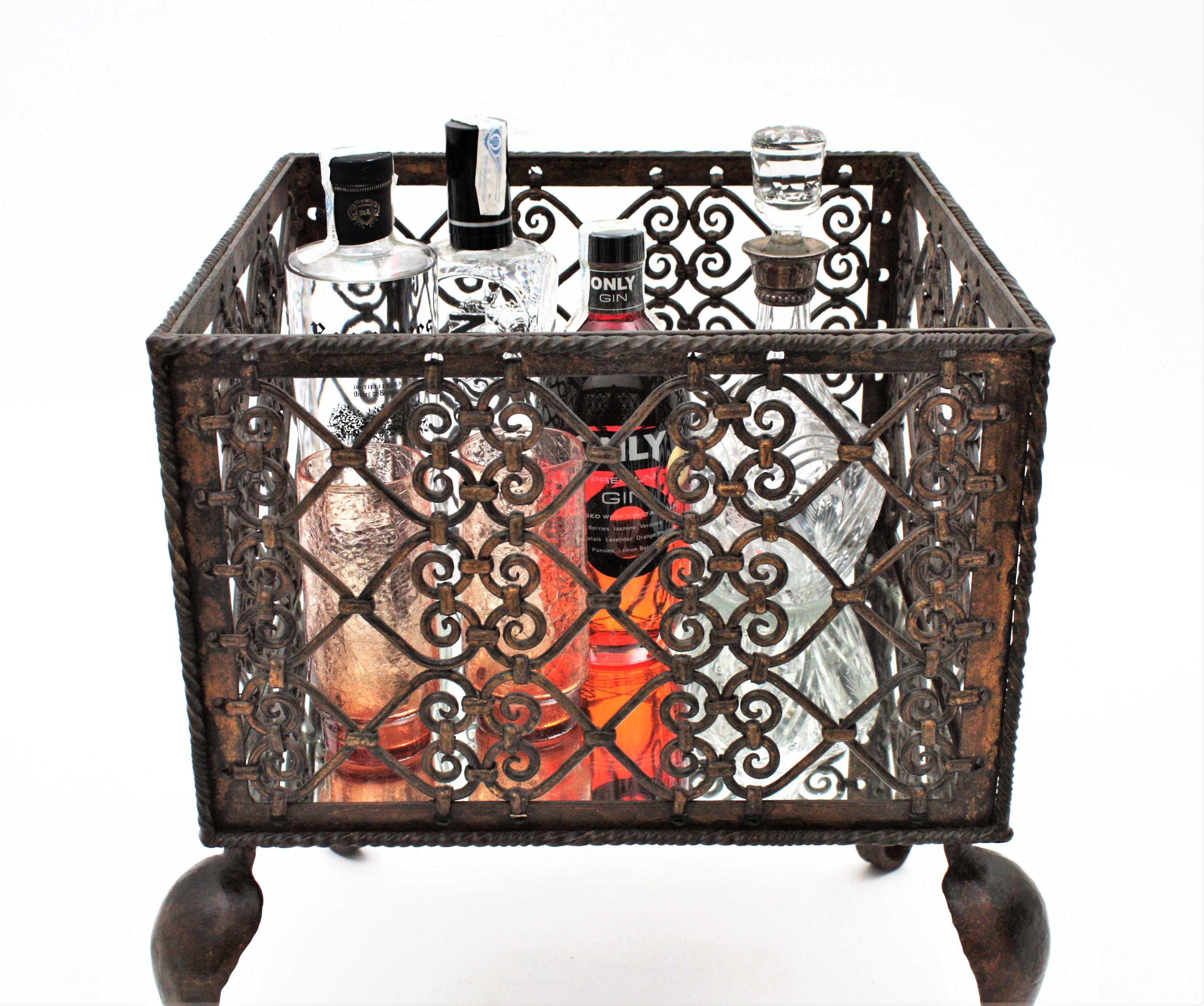French Scrollwork Drinks Stand or Planter in Wrought Iron For Sale at ...