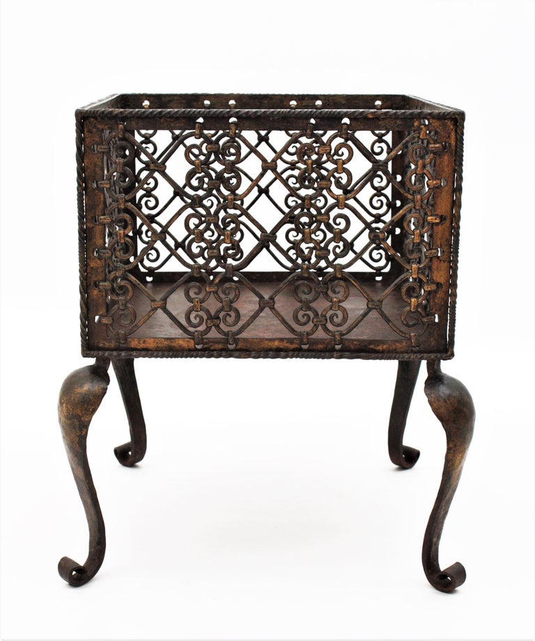 French Scrollwork Drinks Stand or Planter in Wrought Iron For Sale at ...