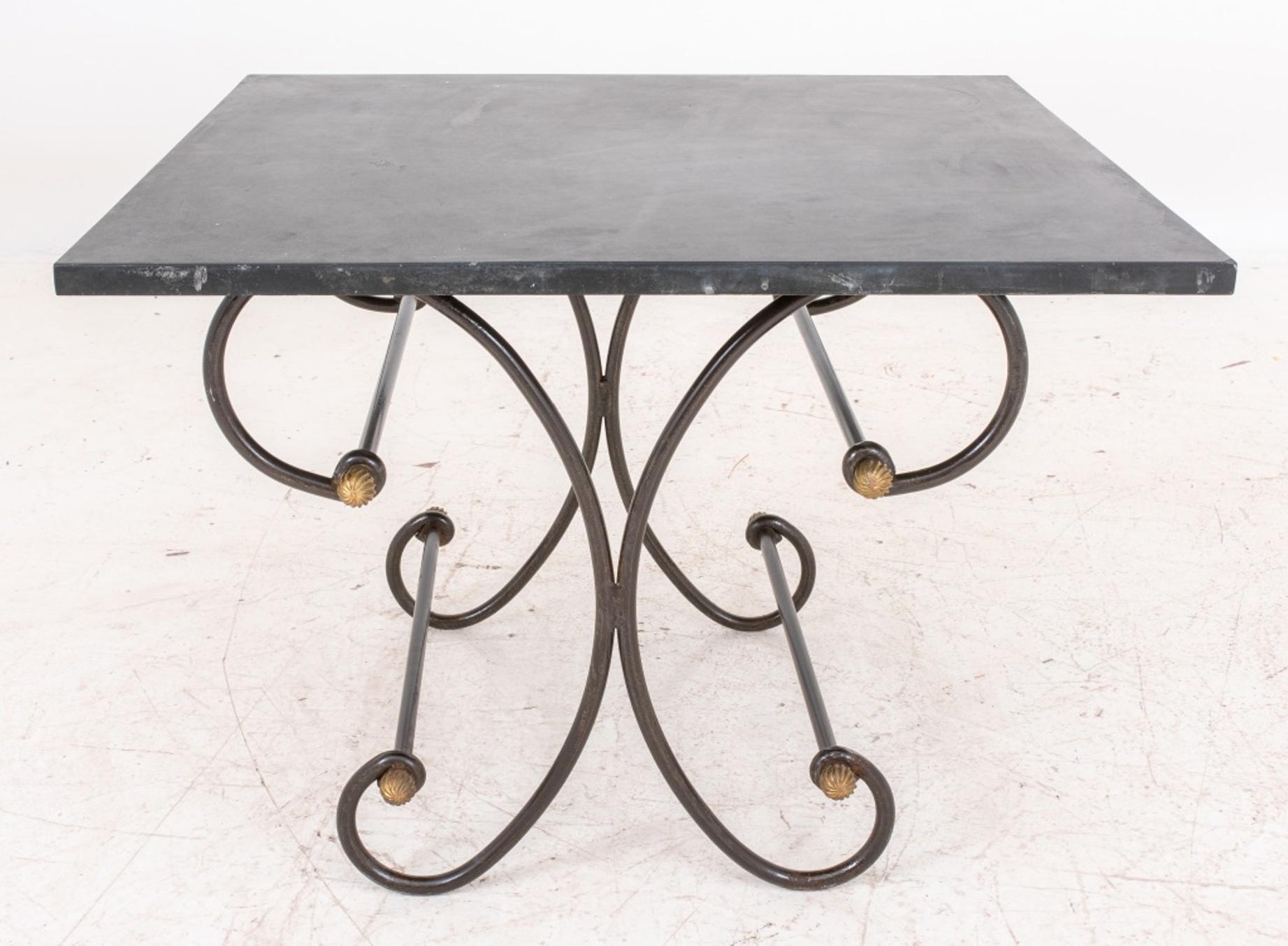 French Wrought Iron Table With Granite Top For Sale at 1stDibs