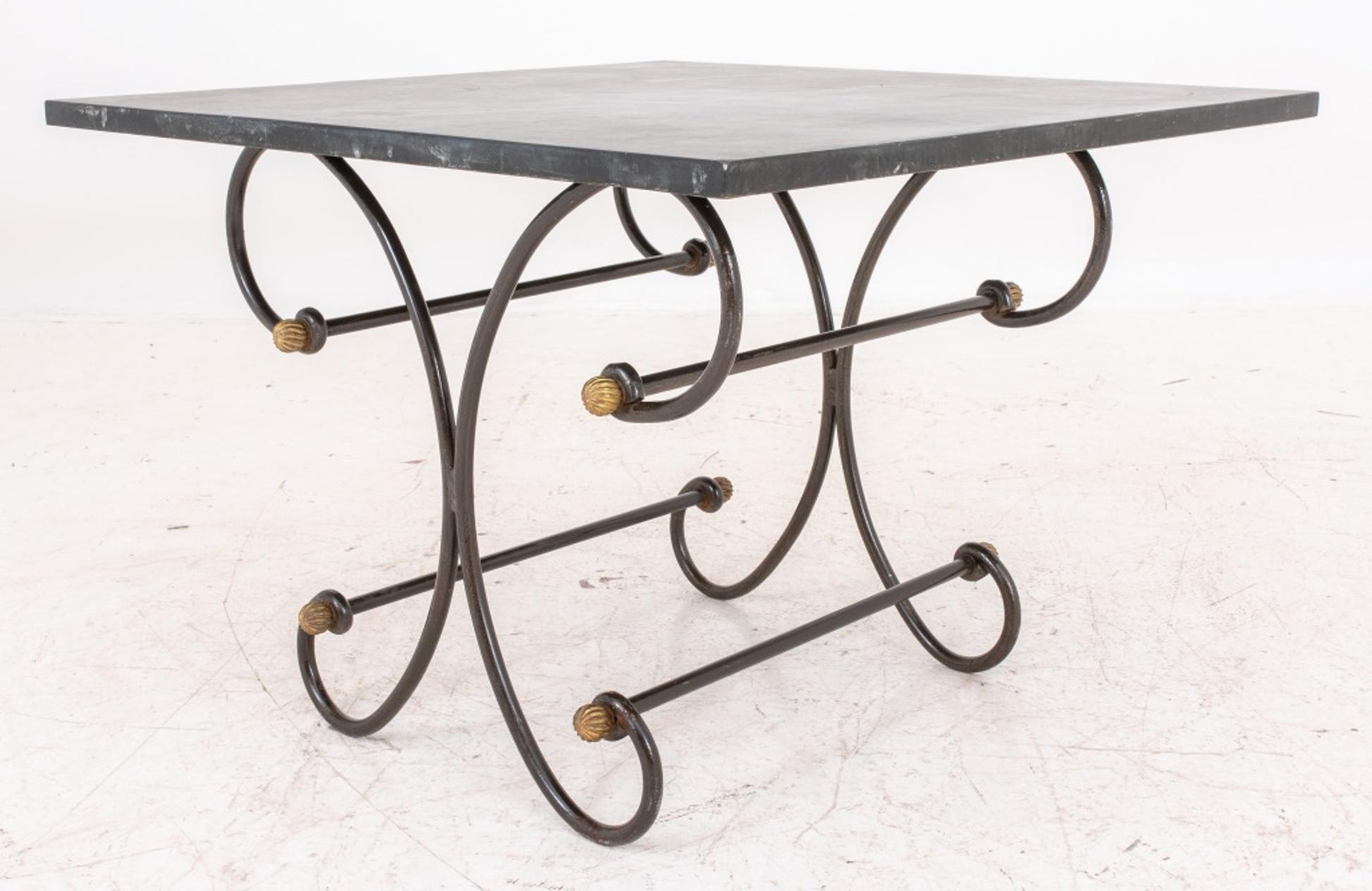French Wrought Iron Table With Granite Top For Sale at 1stDibs