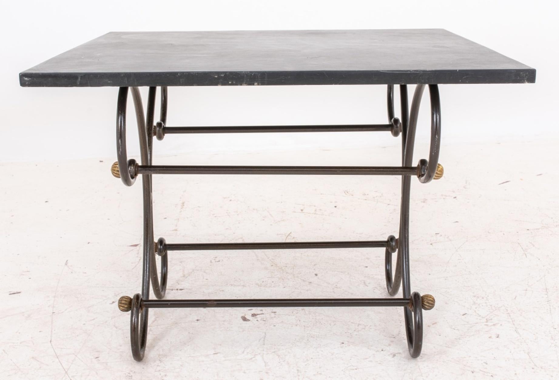 French Wrought Iron Table With Granite Top For Sale at 1stDibs