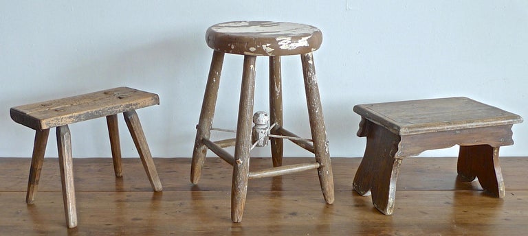 French 19th Century Four Legged Round Milking Stool at 1stDibs