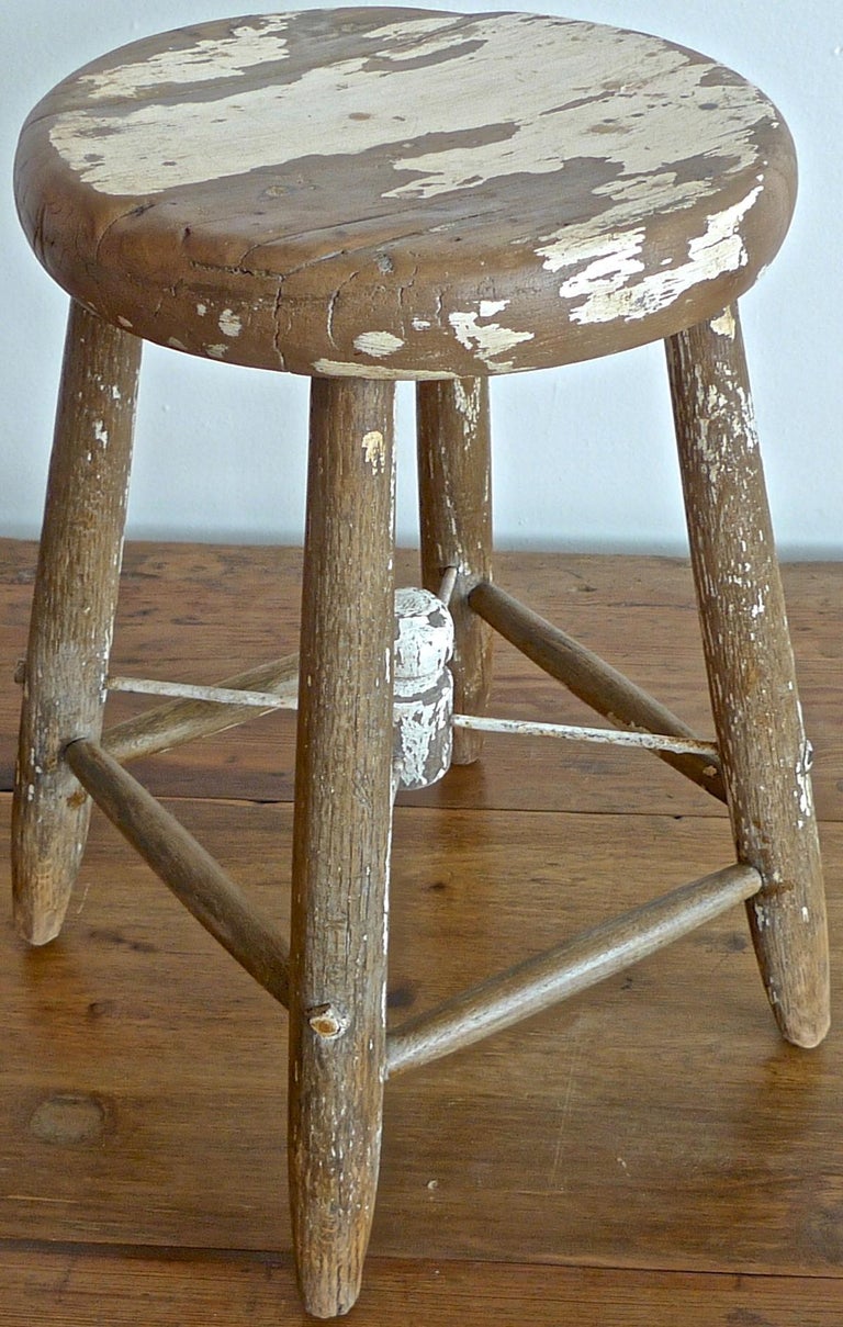 French 19th Century Four Legged Round Milking Stool at 1stDibs