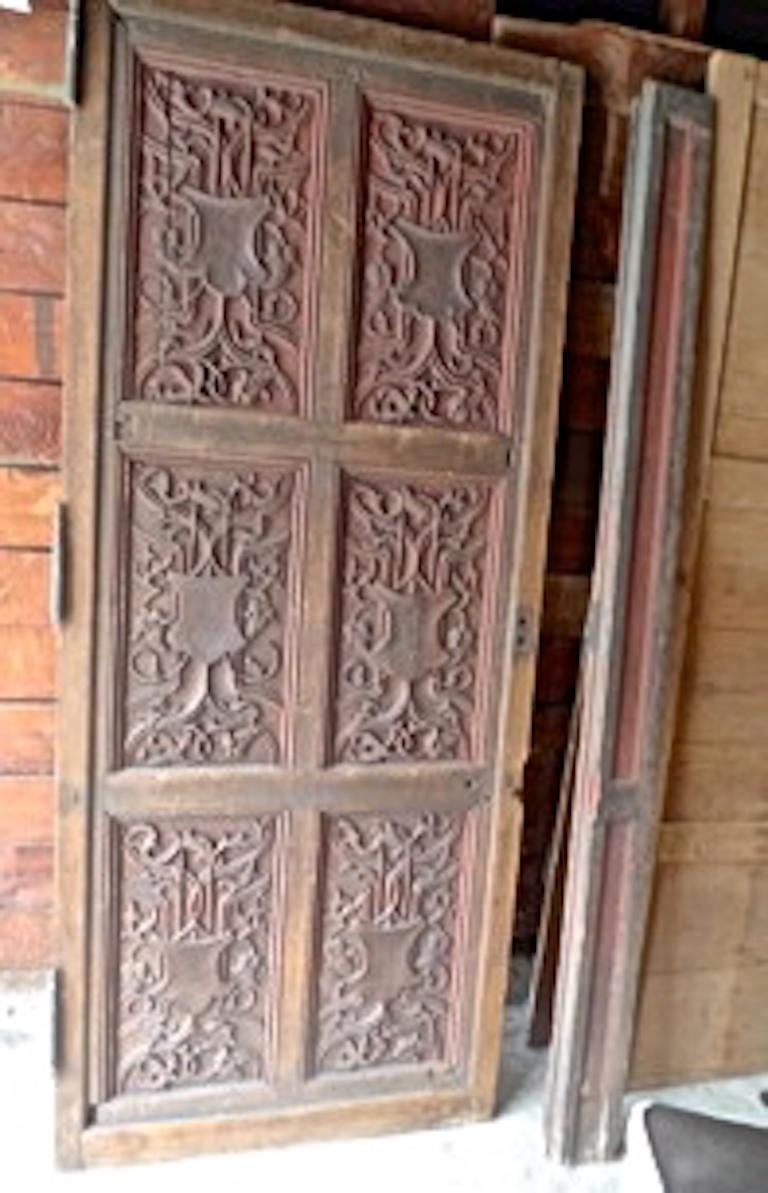 French XIX Louis XVI Hand Painted Carved Decorative Door with Original ...