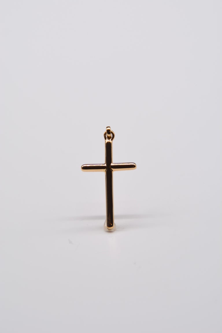 French Yellow Gold Baton Cross Pendant For Sale at 1stDibs
