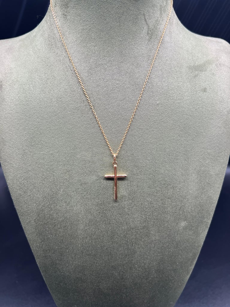 French Yellow Gold Baton Cross Pendant For Sale at 1stDibs