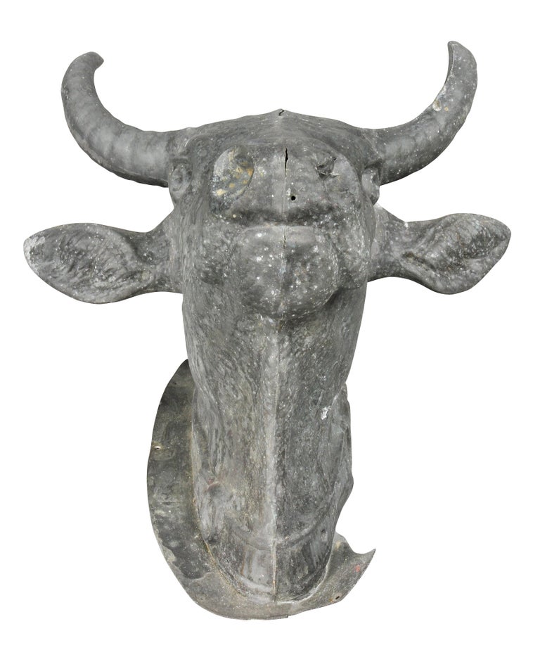 French Zinc Bulls Head Wall Mount at 1stDibs