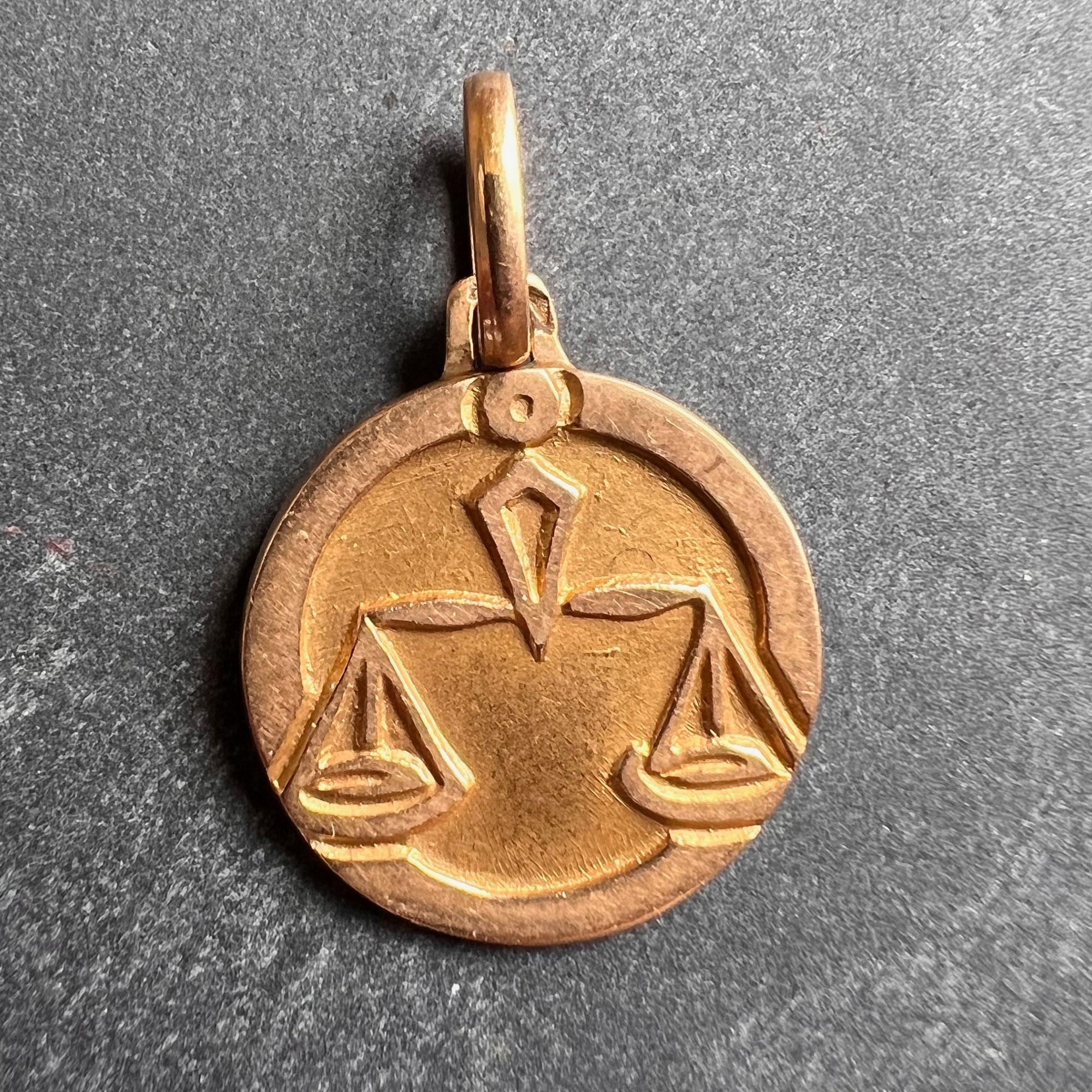 French Zodiac Libra Starsign 18K Yellow Gold Charm Pendant at 1stDibs ...