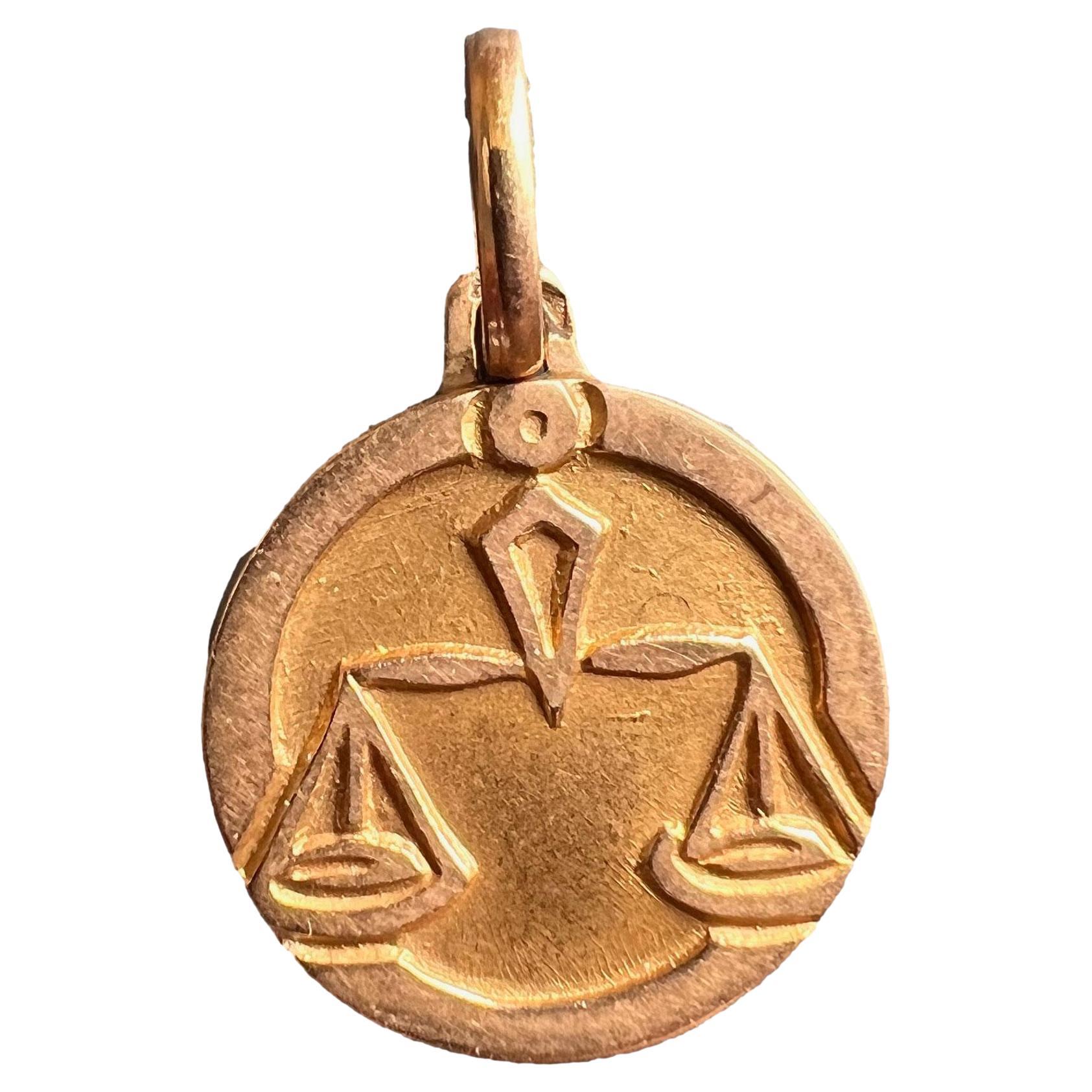 French Zodiac Libra Starsign 18K Yellow Gold Charm Pendant at 1stDibs ...