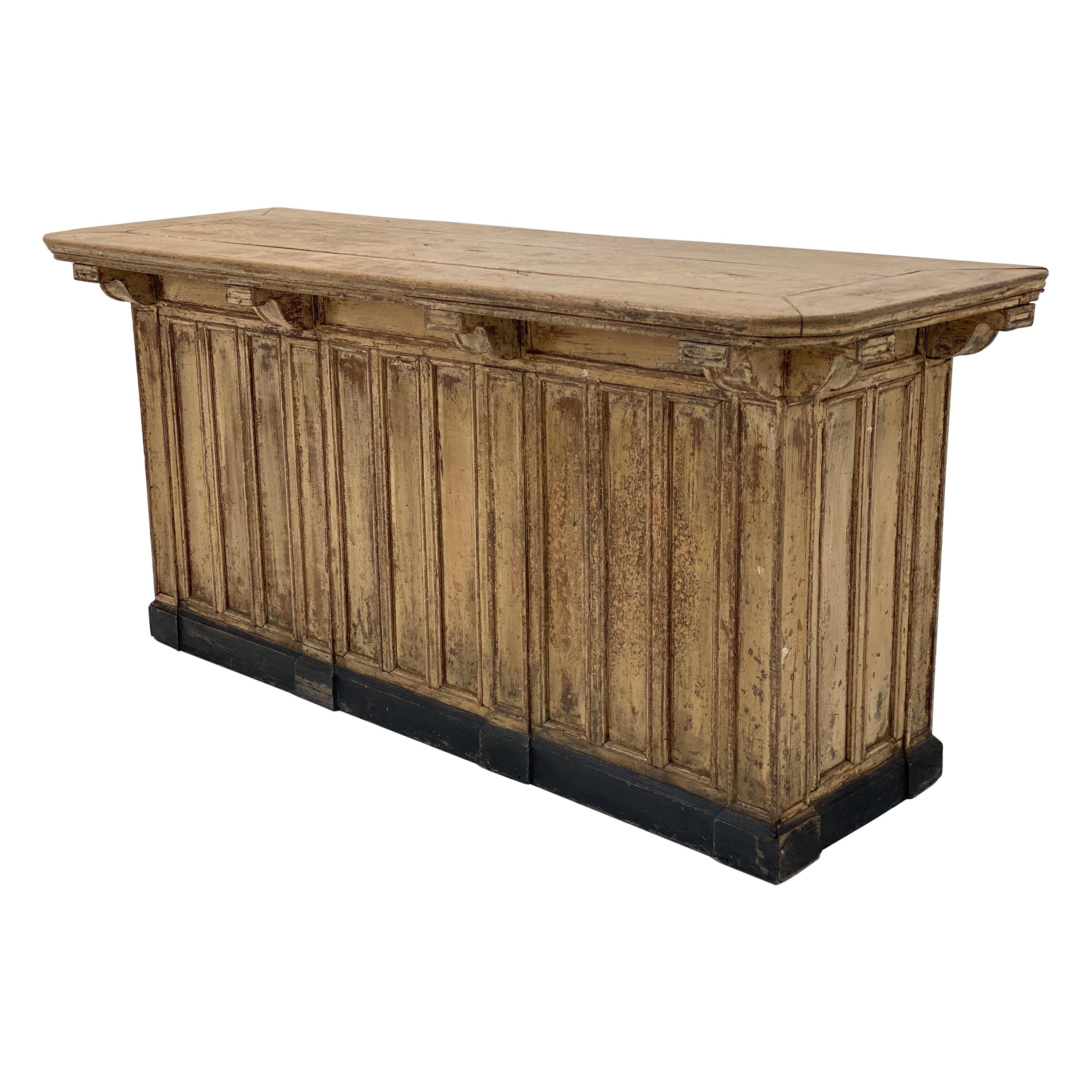Large French 19th Century Painted Shop Counter For Sale at 1stDibs