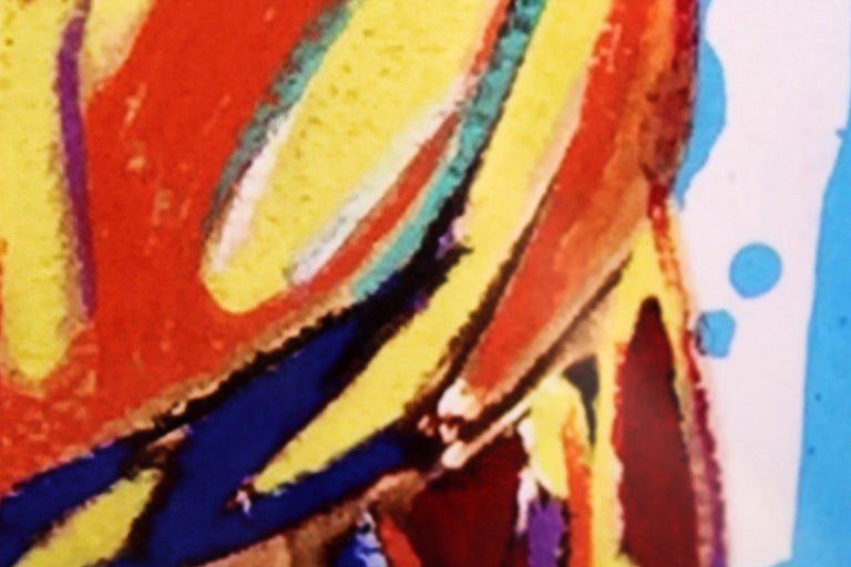 Frenchie Shadowbox Print Blue Splatter Paint Signed Krista Reay Berman ...