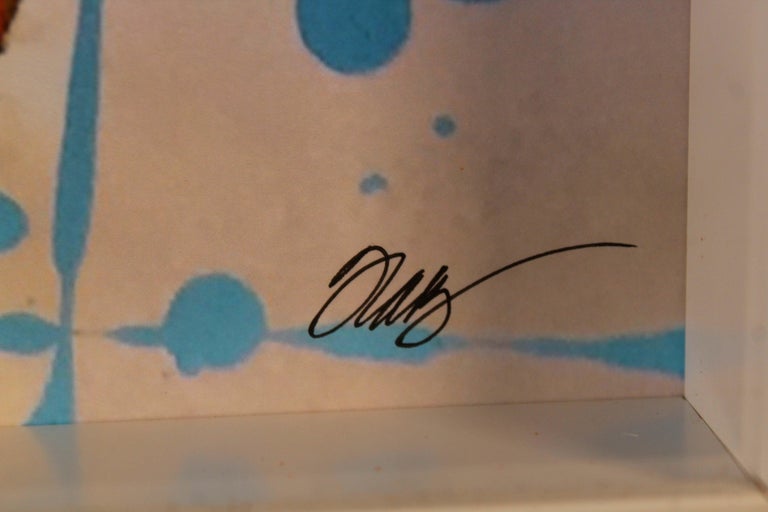 Frenchie Shadowbox Print Blue Splatter Paint Signed Krista Reay Berman ...