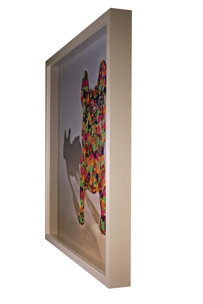 Frenchie Shadowbox Print Colorful Dots Signed Krista Reay Berman For ...