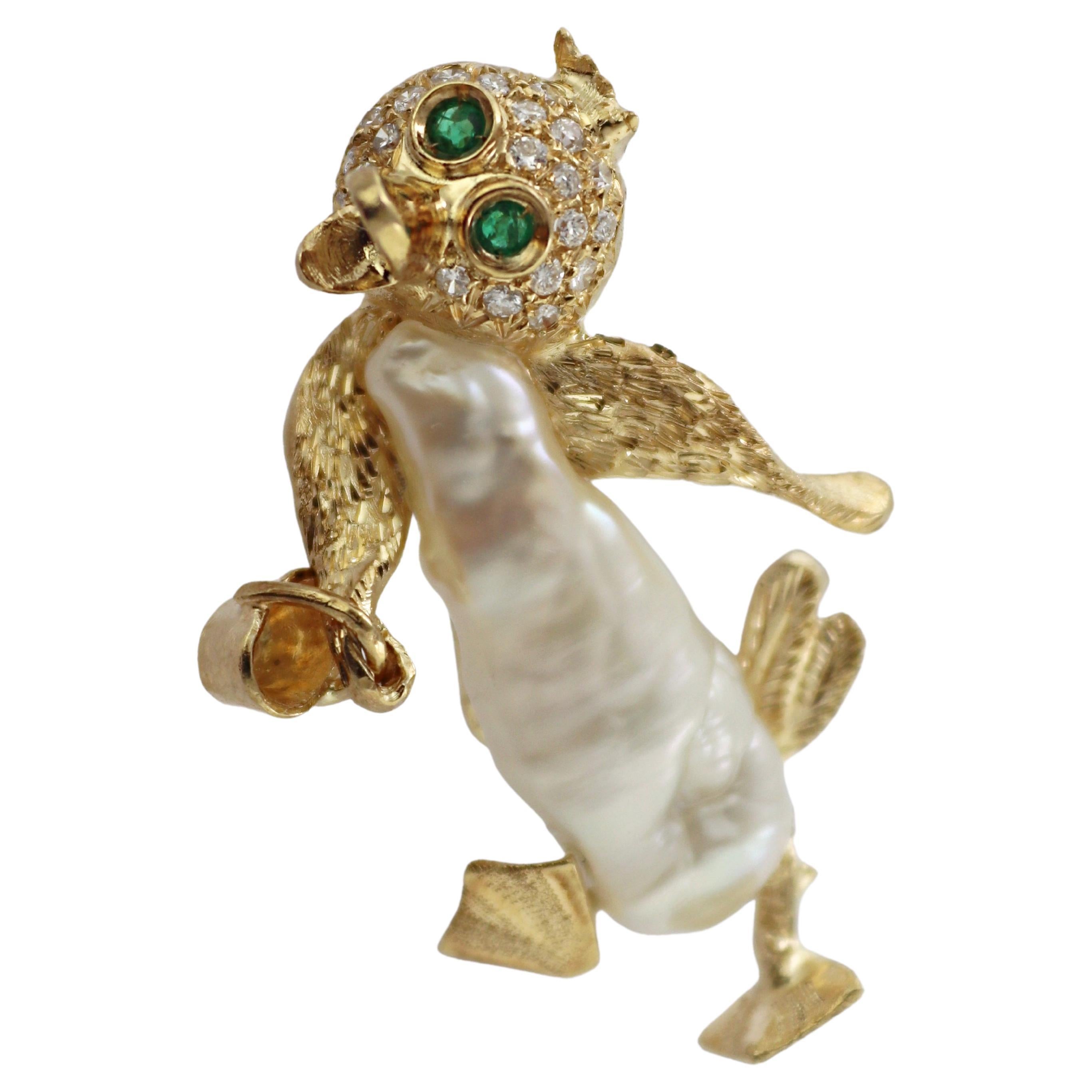 RUSER Fresh Water Pearl Diamond Flower Brooch For Sale at 1stDibs