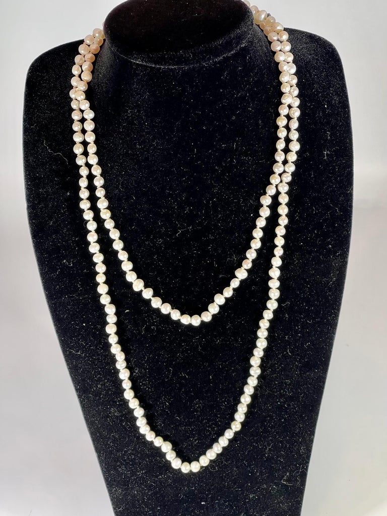 Fresh Water Round Pearl Single Strand Necklace, Opera Length For Sale ...