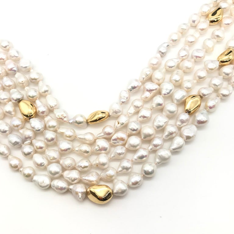 Freshwater Baroque Pearl and Yellow Gold with Bakelite Security Clasp ...