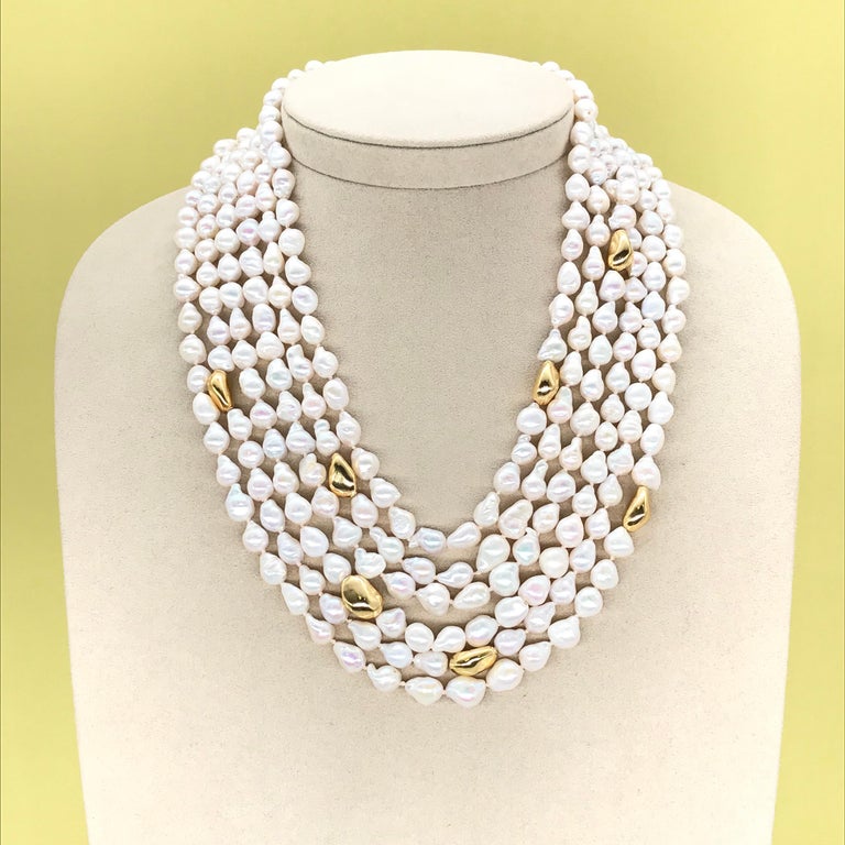 Freshwater Baroque Pearl and Yellow Gold with Bakelite Security Clasp ...