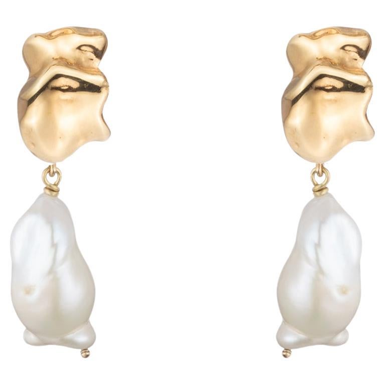 Freshwater Baroque Pearl Mini Earrings in 14K Mirror Finish Gold For ...