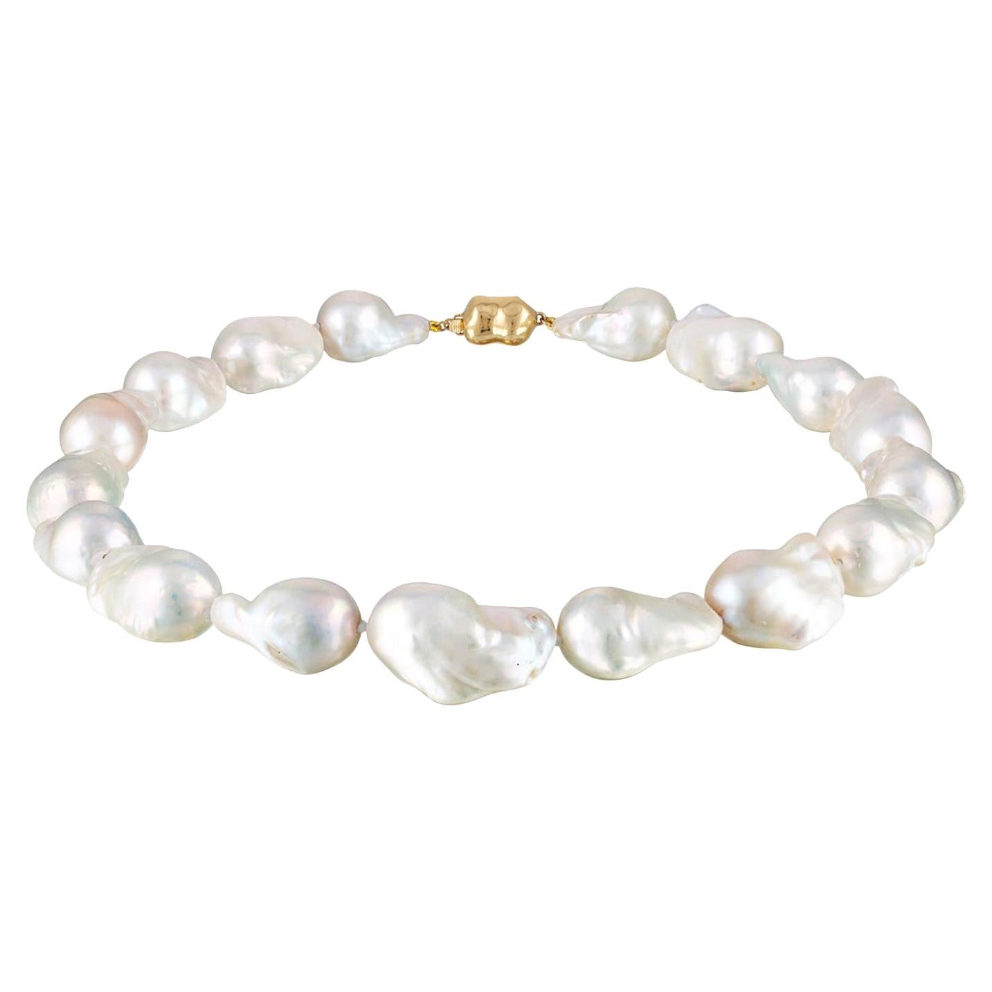 14 Karat Yellow Gold And Freshwater Cultured 6 6 5mm Pearl Necklace For