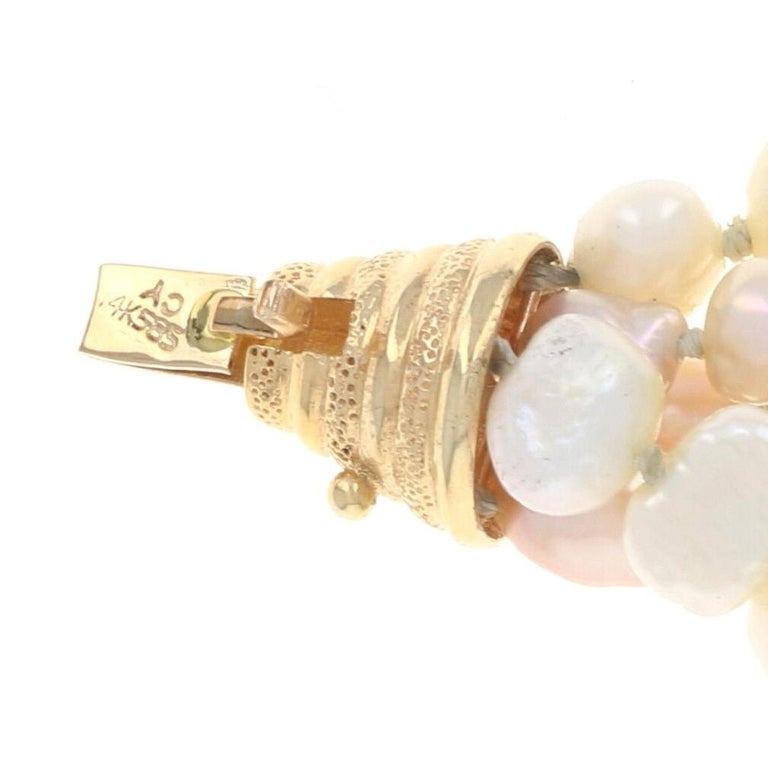 Freshwater Keshi Pearl Necklace, 14k Yellow Gold Knotted Five-Strand ...