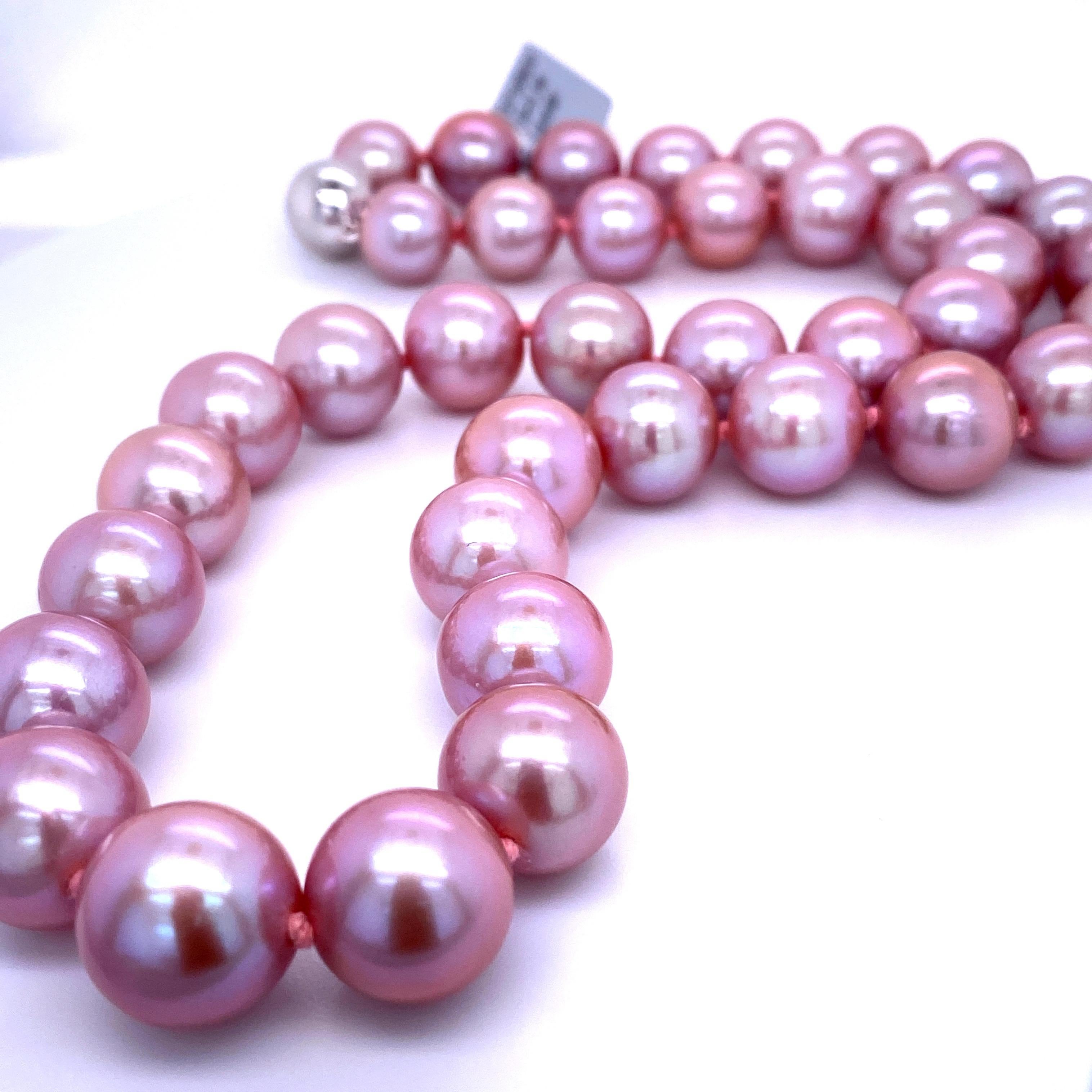 Freshwater Lavender Stand Pearl Necklace 14 Karat White Gold For Sale ...