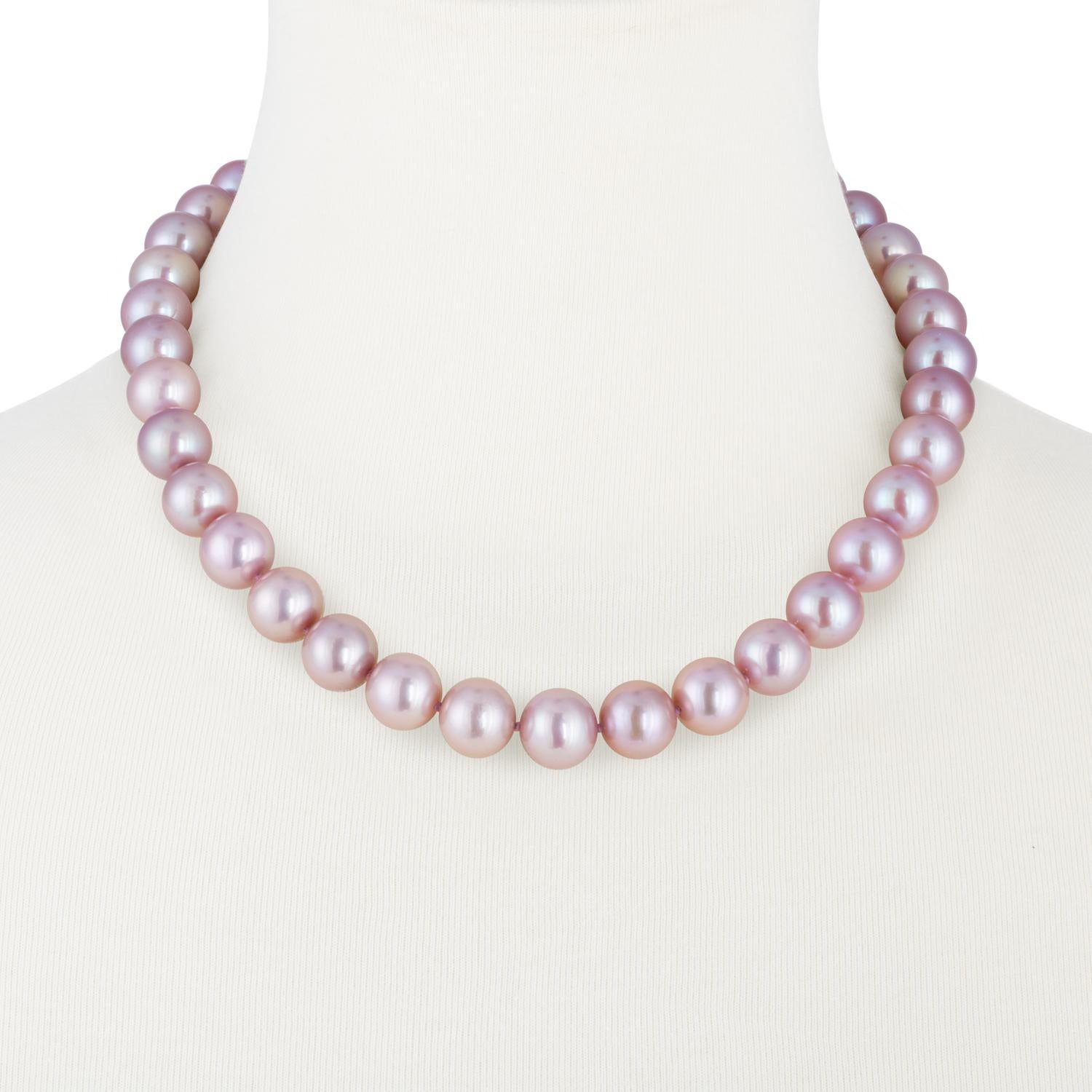 Freshwater Natural-Color Pink Pearl Choker Necklace with 14K WG Ball ...