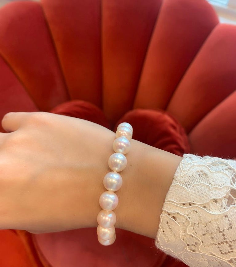 Freshwater Cultured 10 10 5mm Pearl Single Row Bracelet With Silver