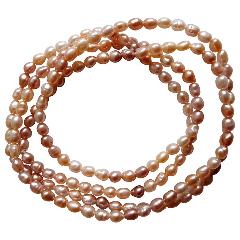 Freshwater Pearl Stand Shades of Pink Peach Pearls Very Good For Sale ...
